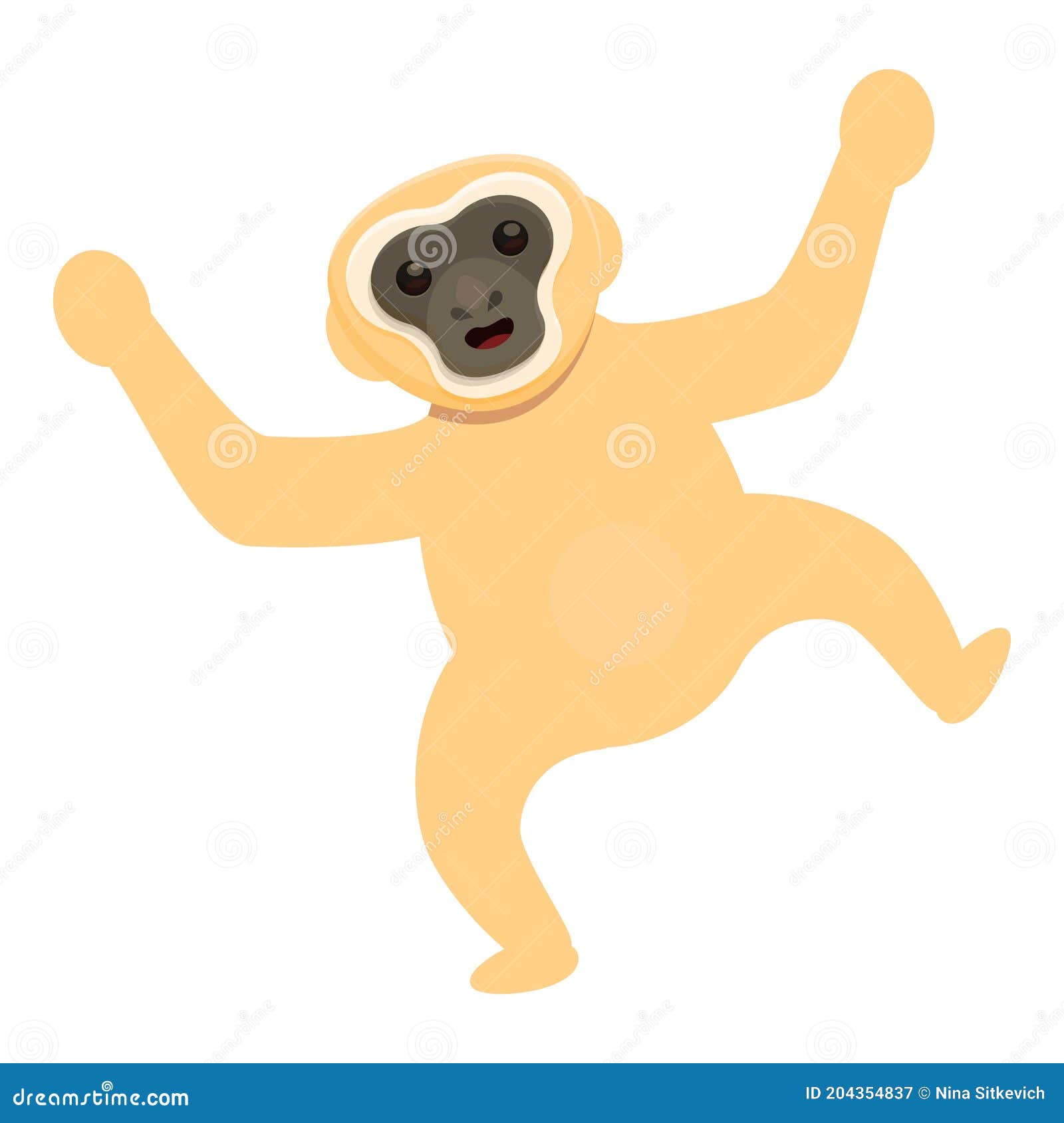 Smile Gibbon Icon, Outline Style Vector Illustration | CartoonDealer ...