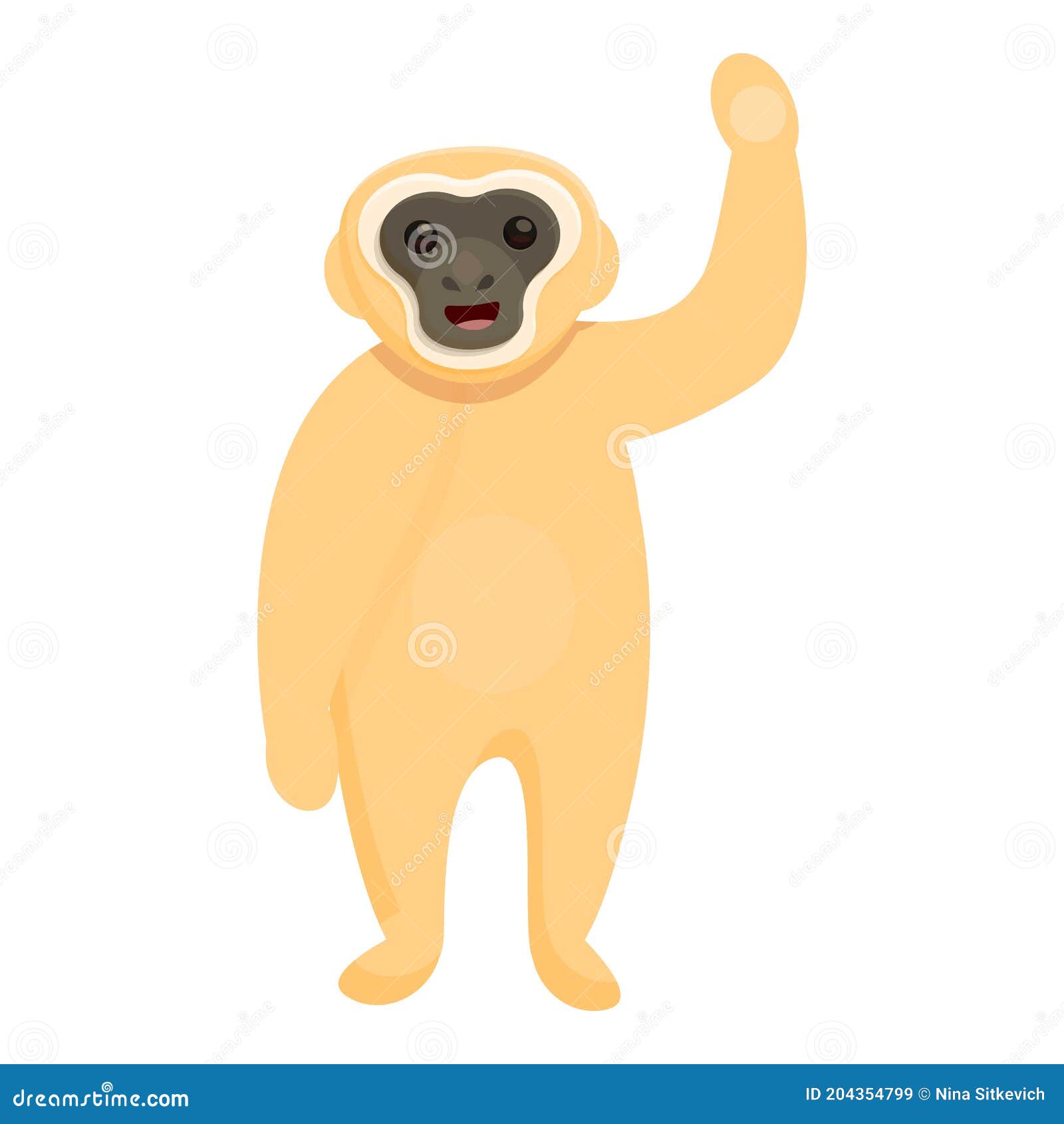 Smile Gibbon Icon, Outline Style Vector Illustration | CartoonDealer ...