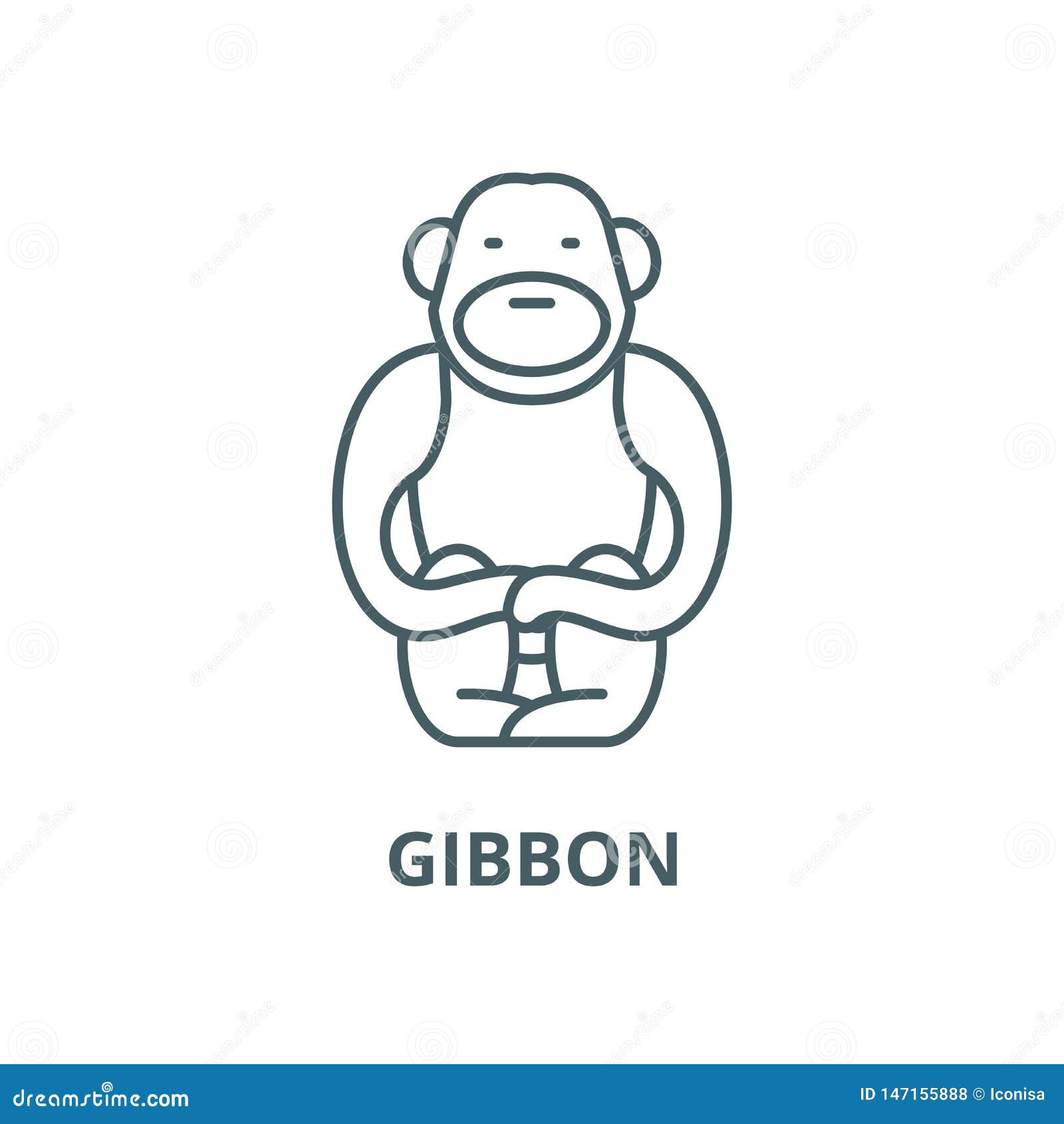 Gibbon Vector Line Icon, Linear Concept, Outline Sign, Symbol Stock ...