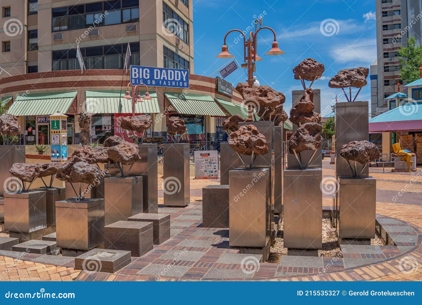 Gibeon Meteorites at the Center of Windhoek, Background Buildings ...