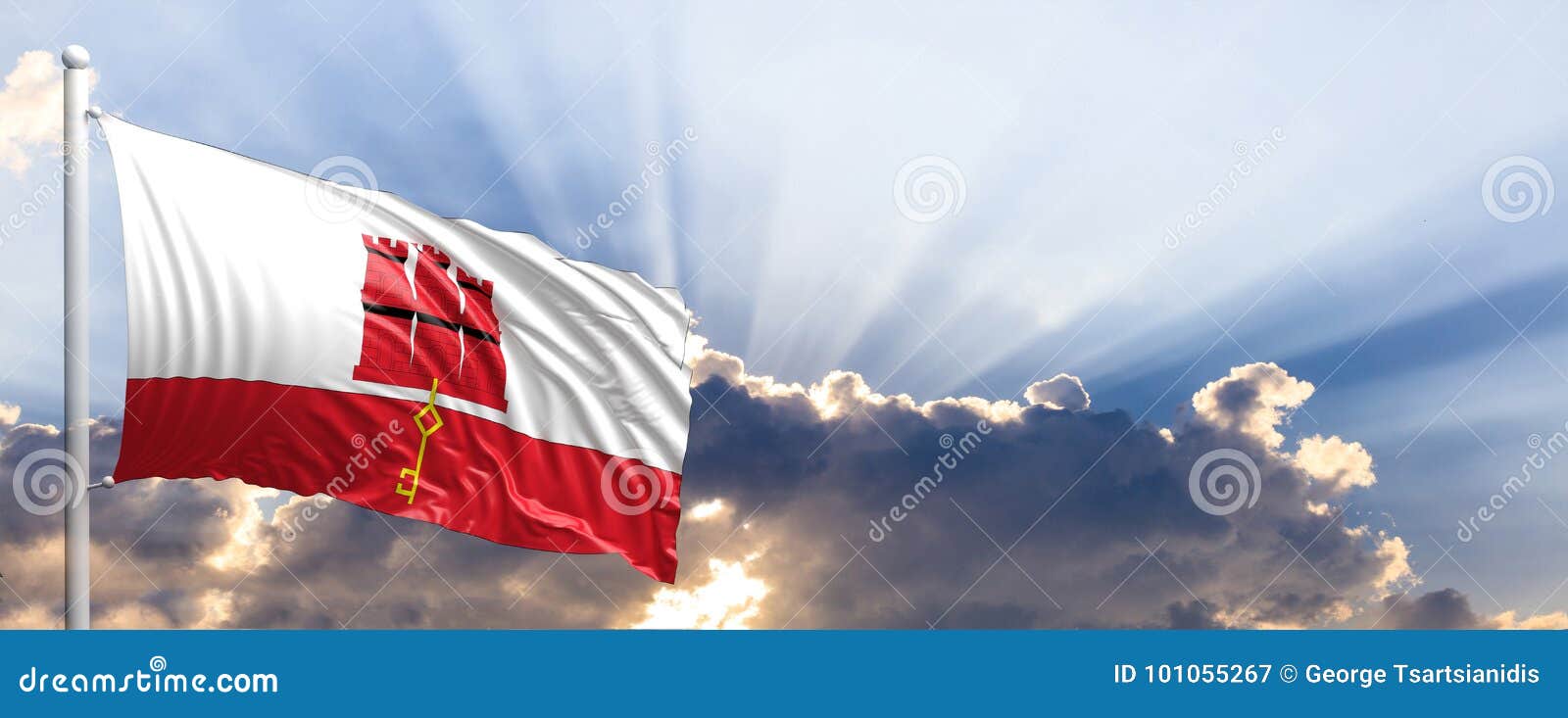 Gibraltar Map In Blue With Gold Framed Accents. Modern Vector Map Of ...