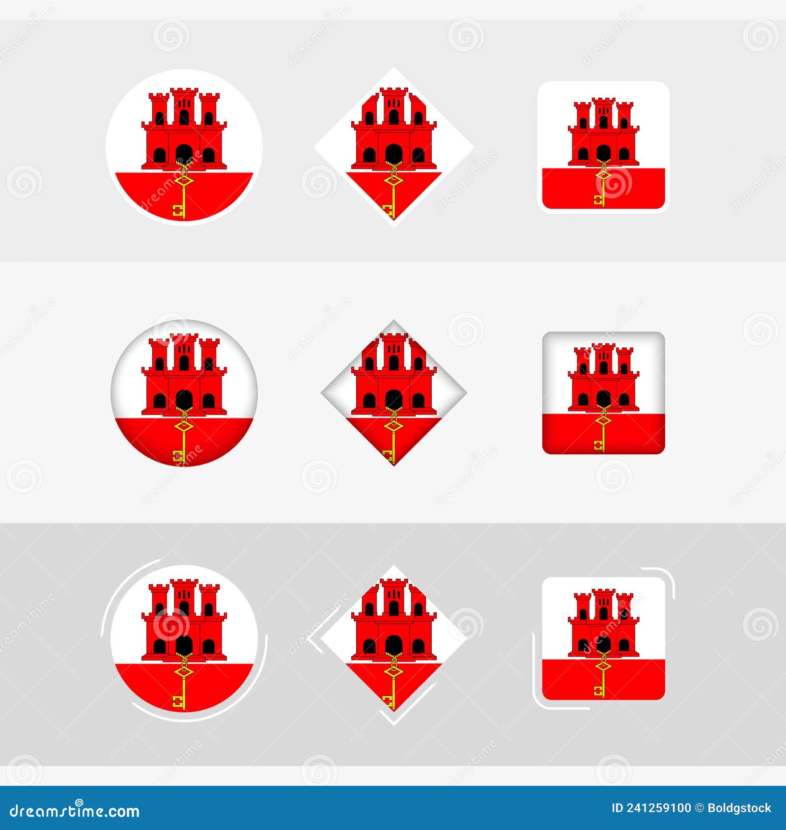 Gibraltar Flag Icons Set, Vector Flag of Gibraltar Stock Vector ...