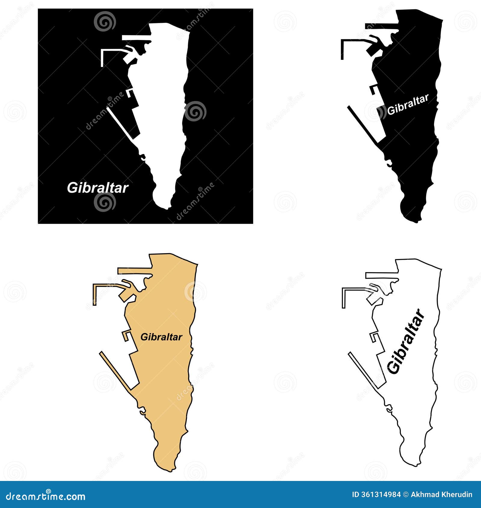 Gibraltar Blank Map. Map Of Gibraltar On Transparent Background For ...