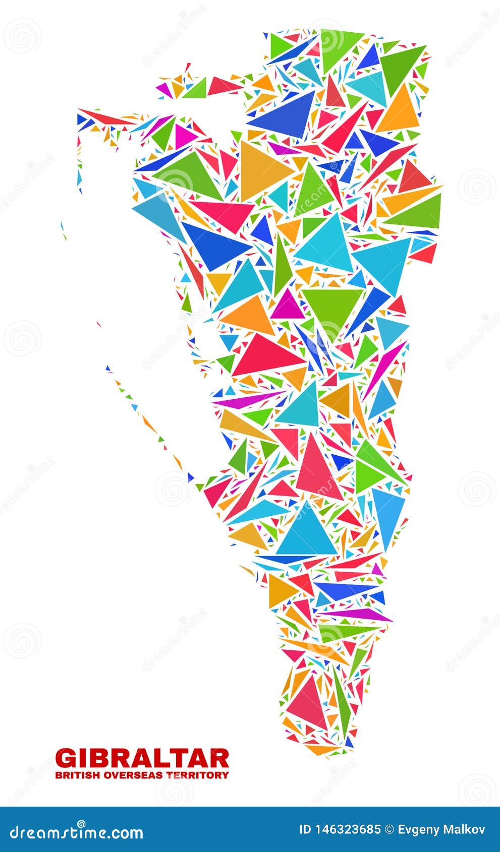 Gibraltar Map - Mosaic of Color Triangles Stock Vector - Illustration ...