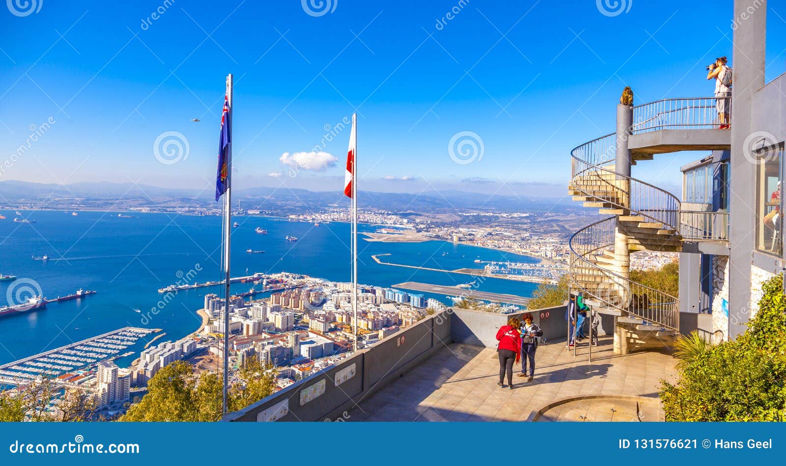 GIBRALTAR - NOVEMBER 16 2017: Panoramic View from the Top of the ...