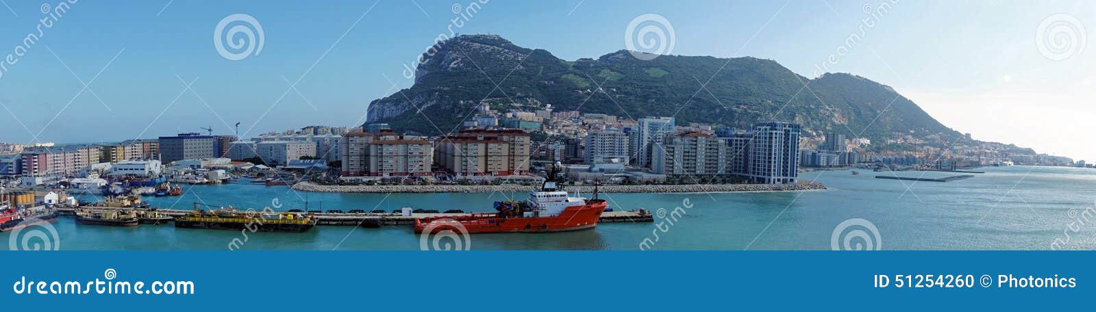 Gibraltar from the Sea stock photo. Image of mountain - 51254260