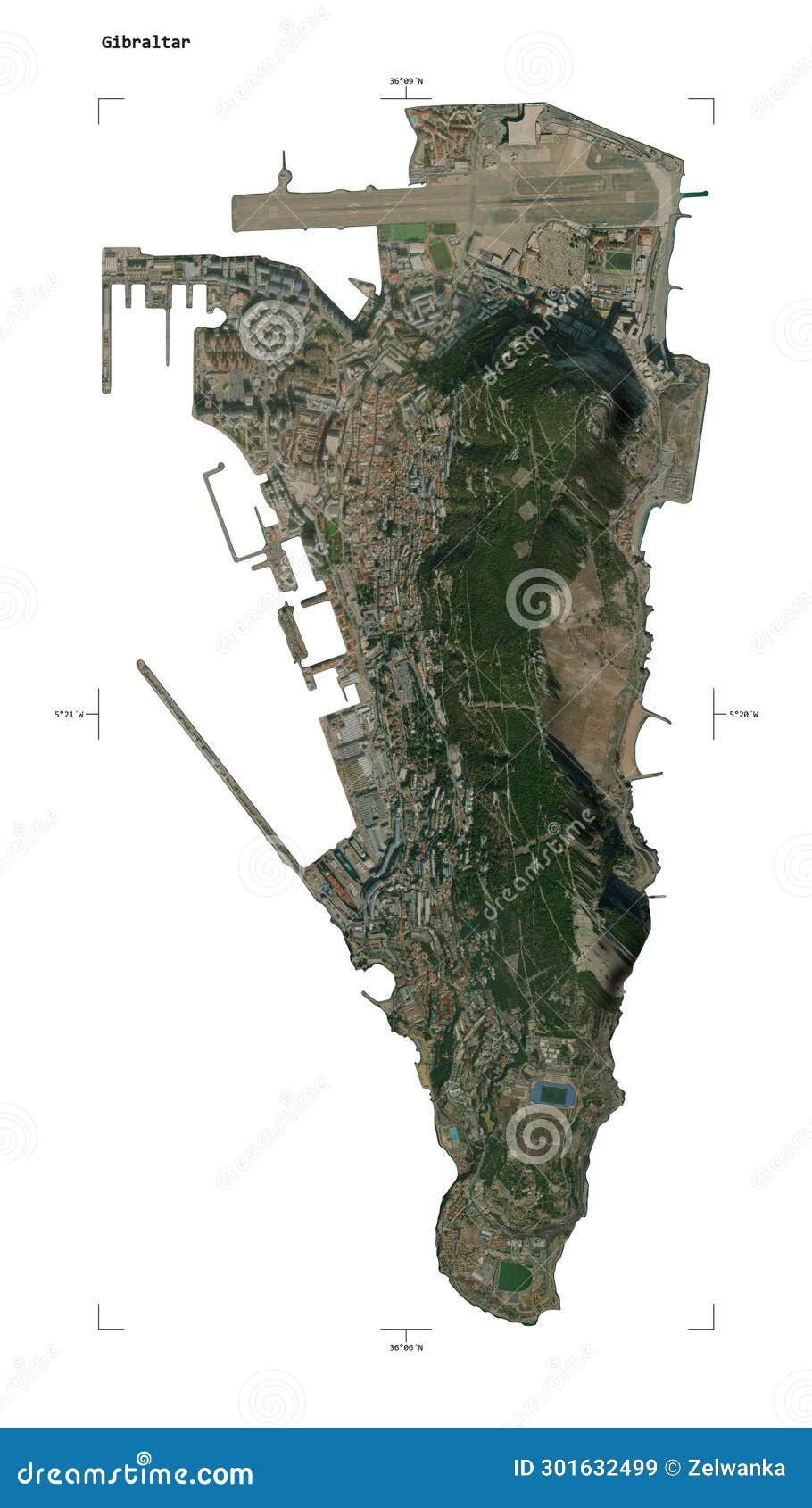 Gibraltar Shape on White. Low-res Satellite Stock Illustration ...