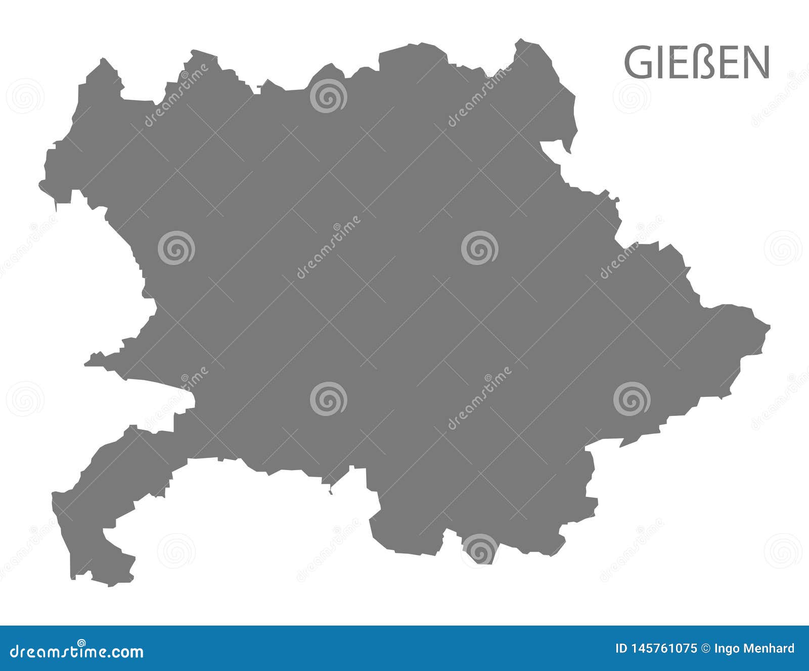 Giessen Grey County Map of Hessen Germany Stock Illustration ...