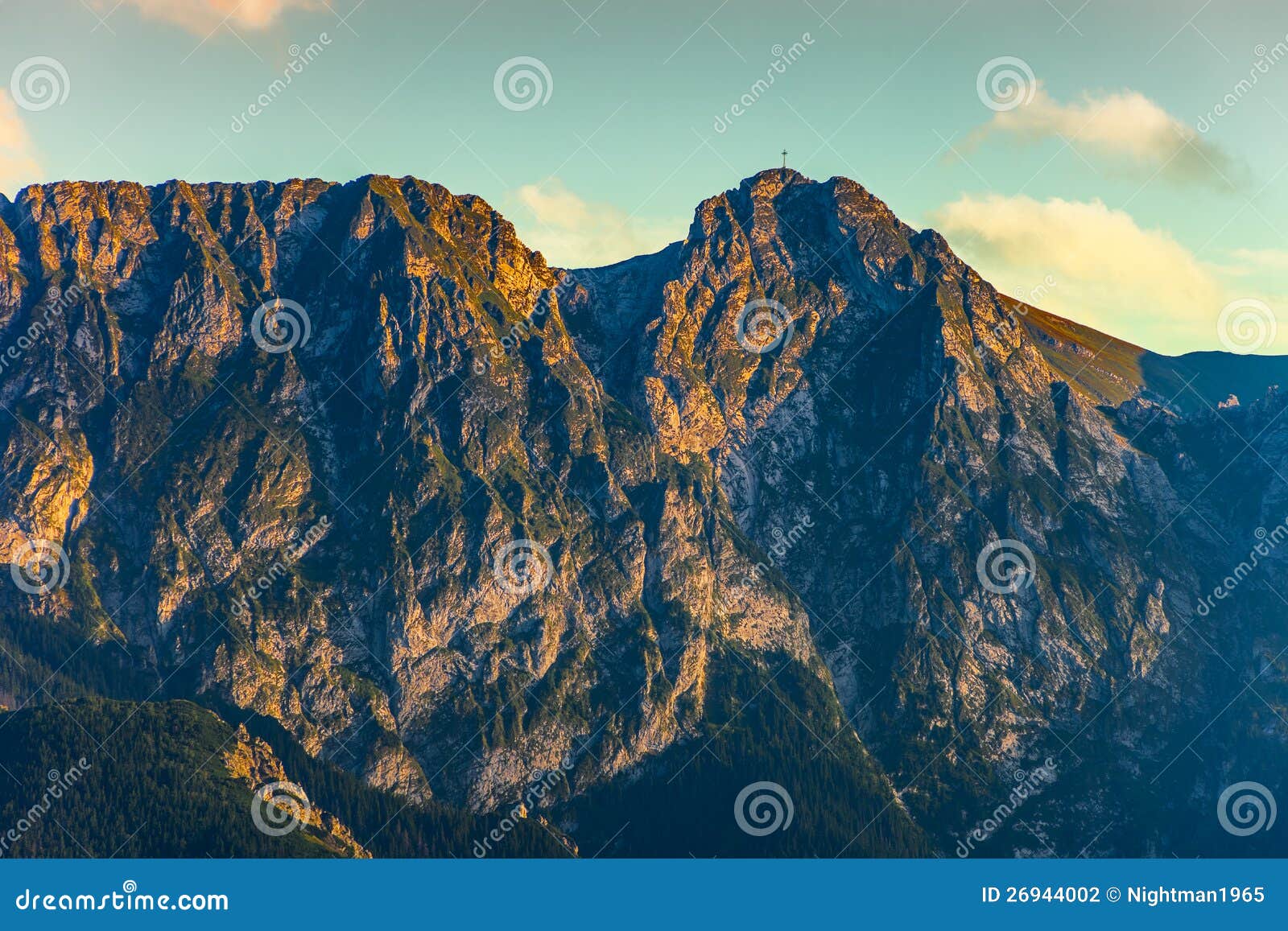 Giewont with a cross stock photo. Image of frame, cloud - 26944002