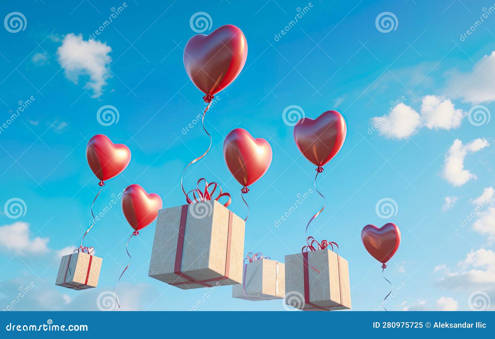 Gif Boxes Flying in the Sky with Balloons. Generative Ai Illustration ...