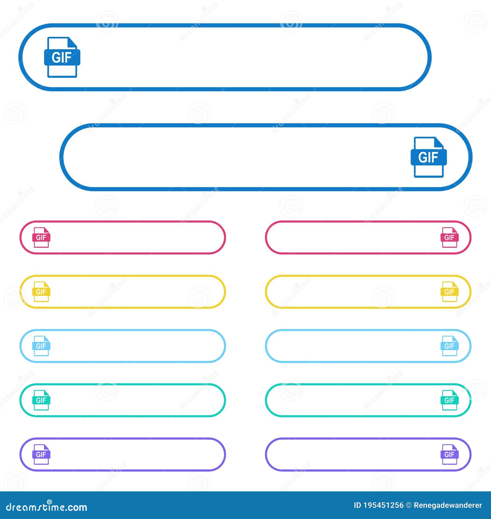 File Format Icons In Rounded Color Menu Buttons Stock Vector