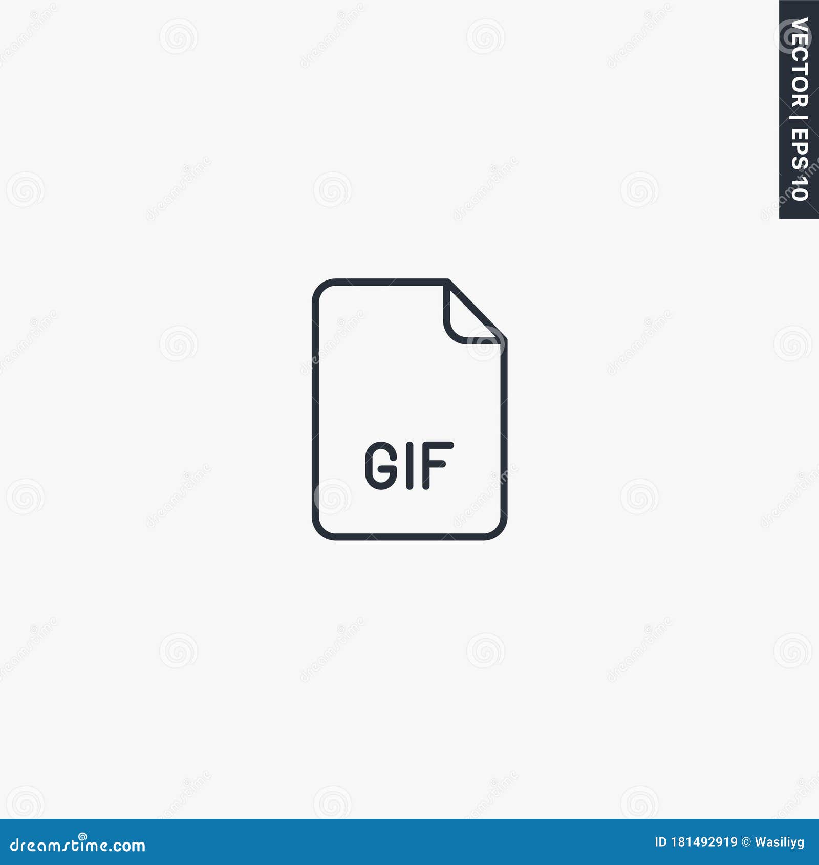 GIF File Format, Linear Style Sign for Mobile Concept and Web Design ...