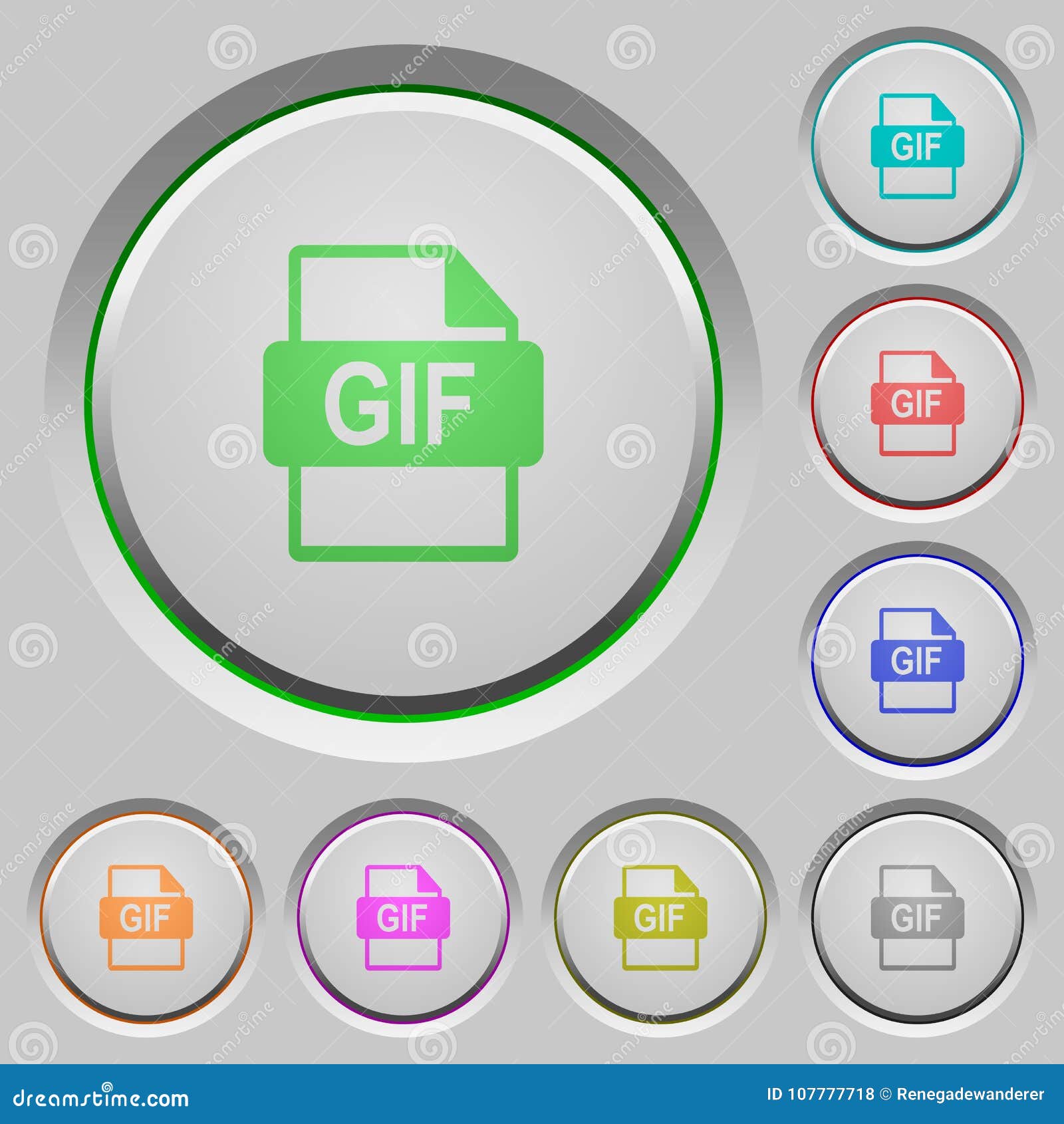 GIF File Format Push Buttons Stock Vector - Illustration of round ...