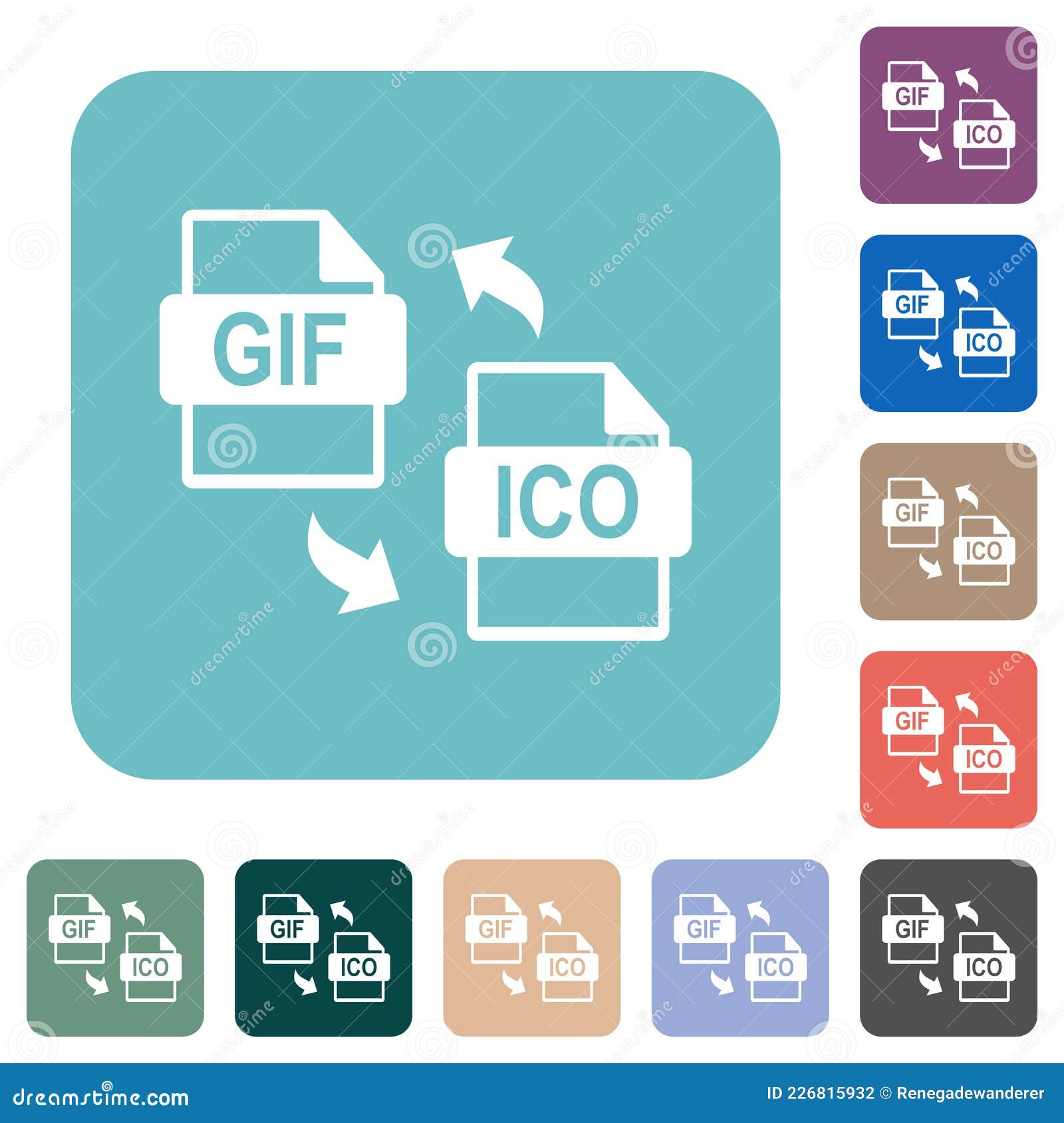 GIF ICO File Conversion Rounded Square Flat Icons Stock Vector ...