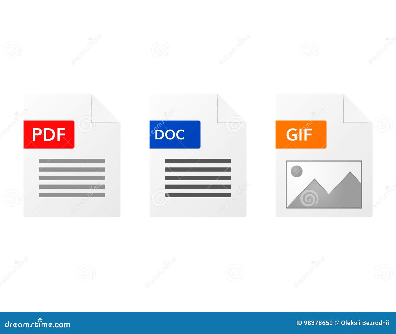 Gif Pdf and Doc File Format Icon Set Stock Vector - Illustration of ...