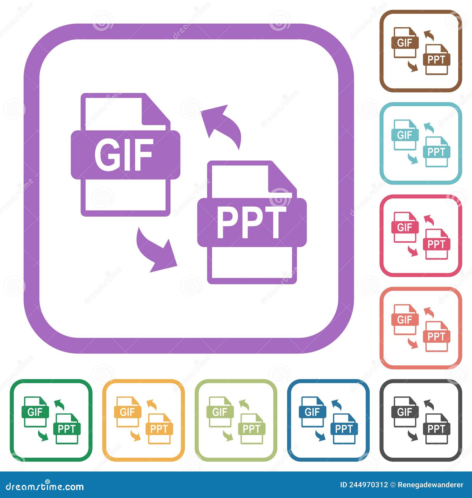 GIF PPT File Conversion Simple Icons Stock Vector - Illustration of ...