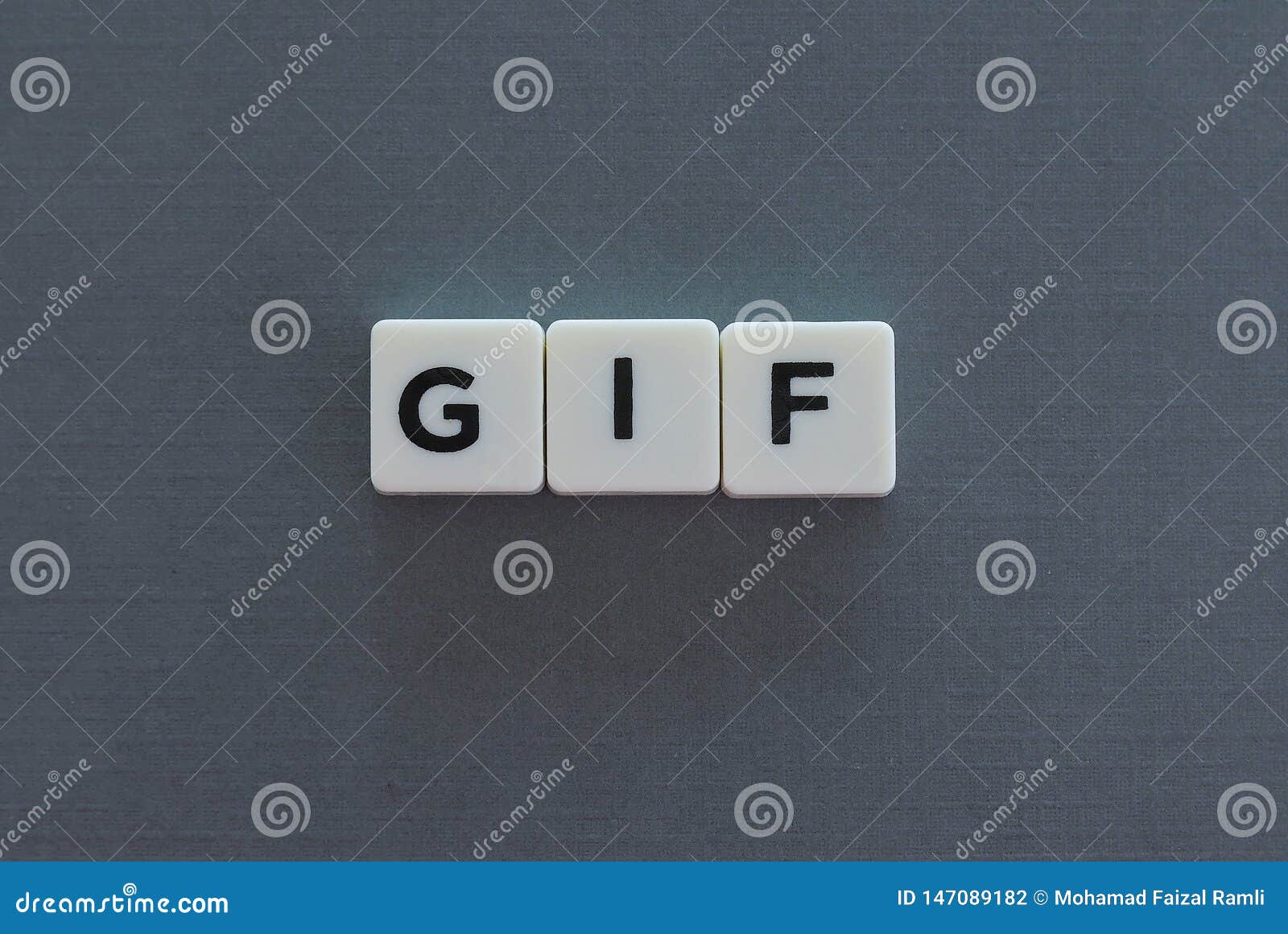 GIF Word Made of Square Letter Word on Grey Background Stock Photo ...