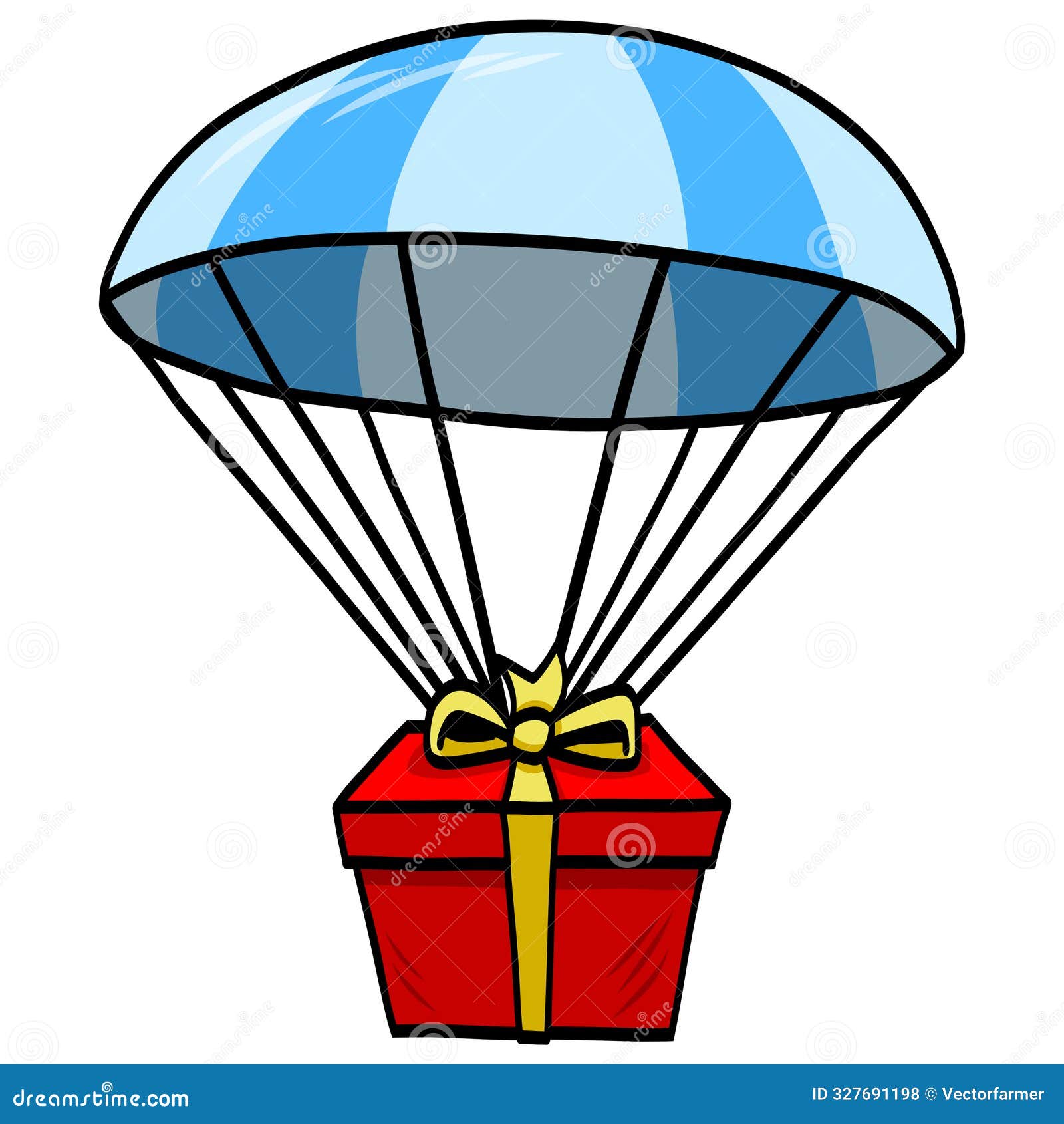 Gift Airdrop Box Present Falling Parachute Vector Illustration Stock ...