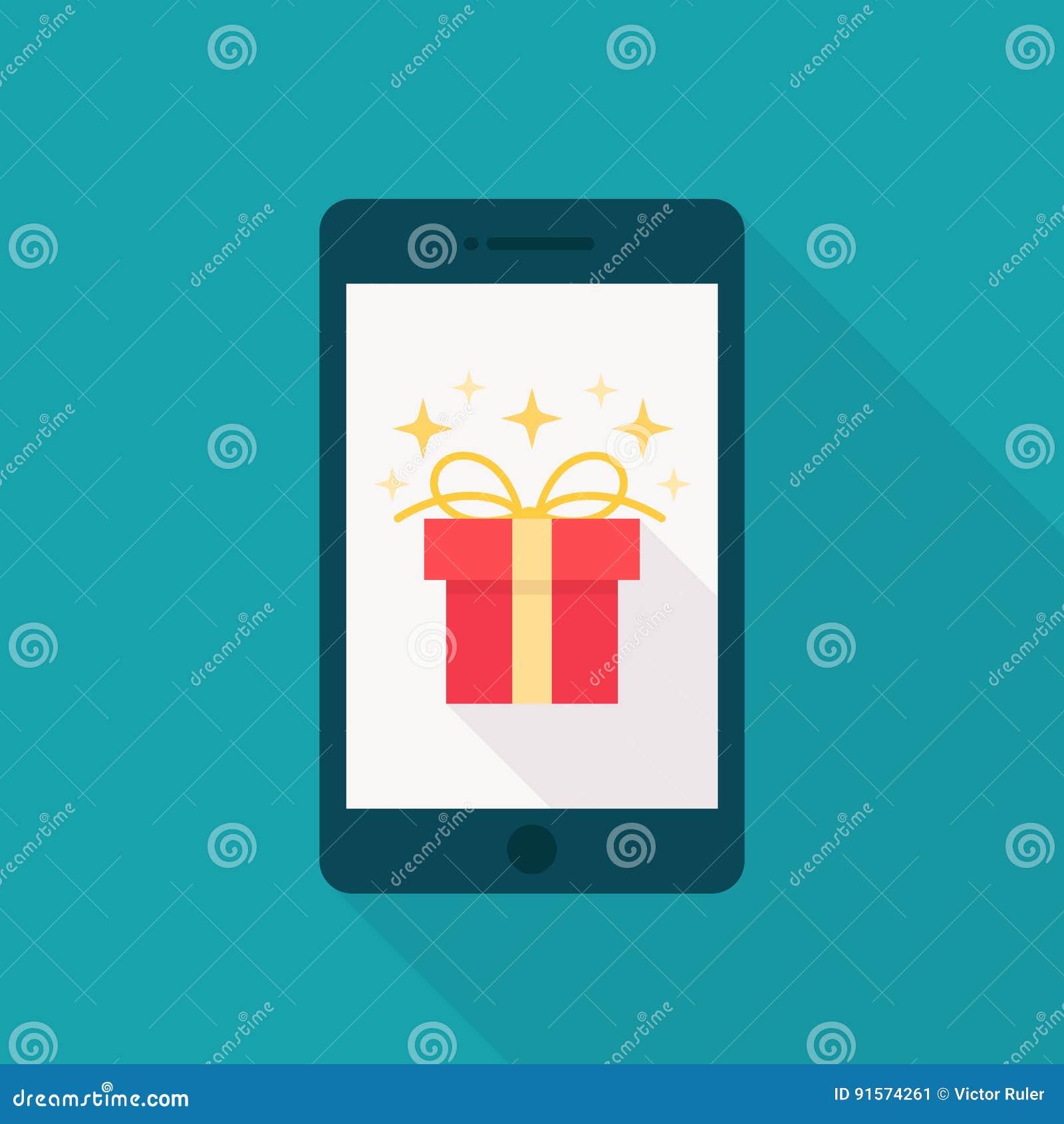 Gift App Page on the Smartphone Stock Vector - Illustration of present ...