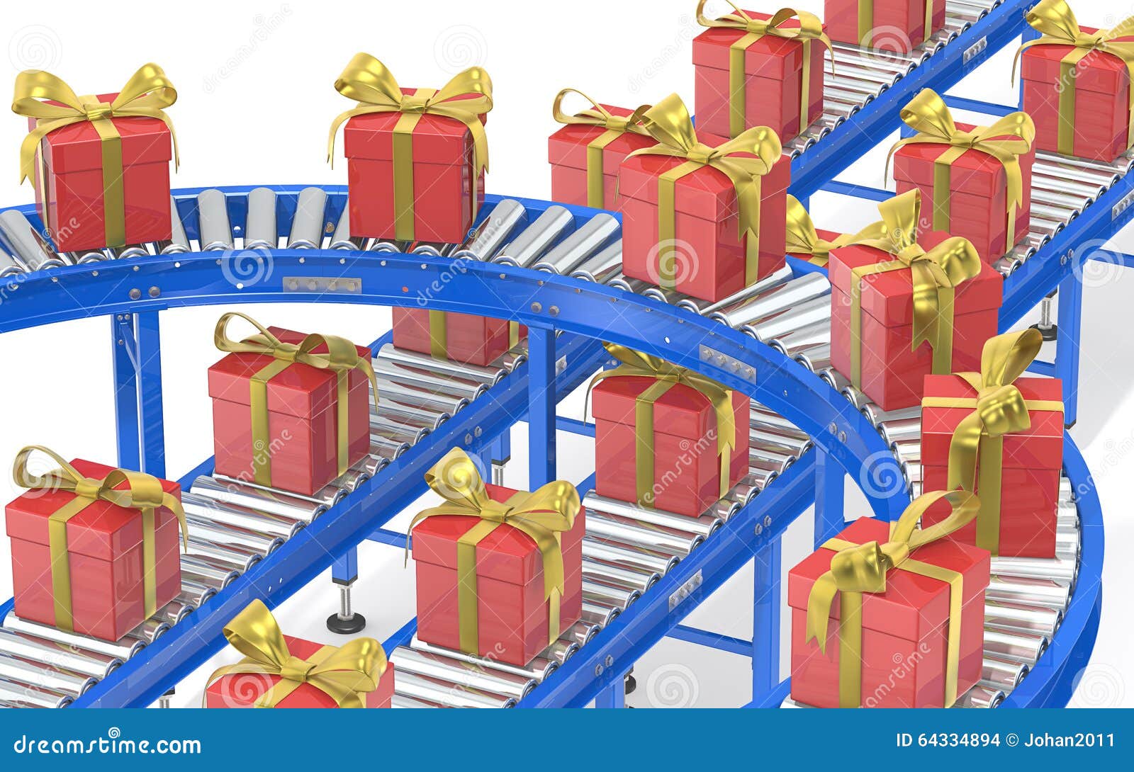 Gift assembly line stock photo. Image of bows, holiday - 64334894