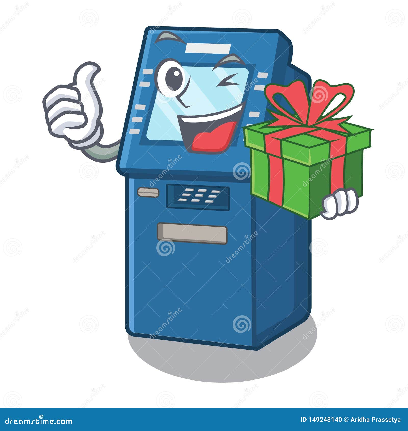 With Gift Atm Machine Next To Character Table Stock Vector ...
