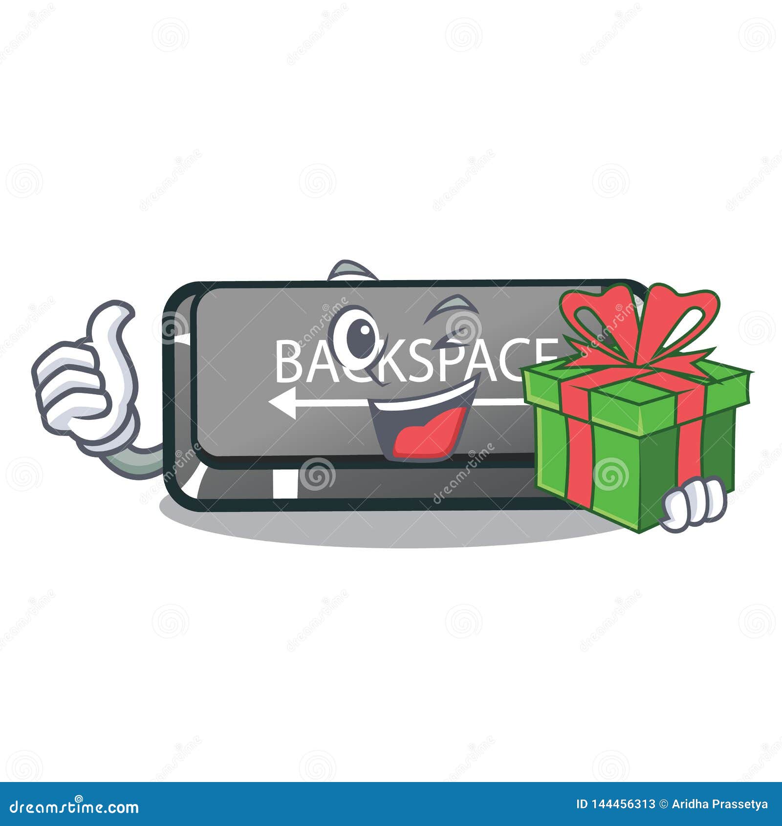 With Gift Backspace Button Installed on Cartoon Keyboard Stock Vector ...
