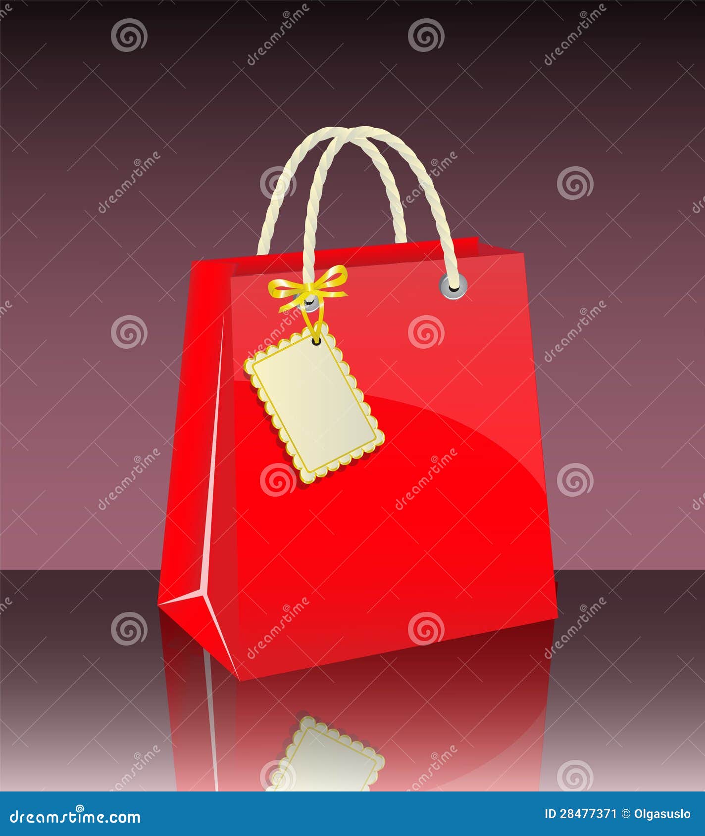 Gift bag with tag stock vector. Illustration of cardboard - 28477371