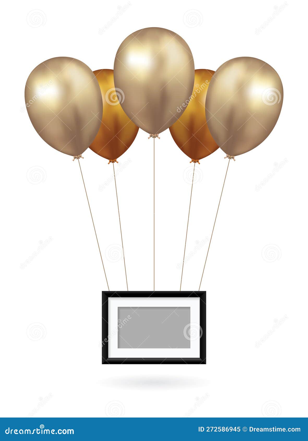 Gift Balloons and Picture Frame Stock Vector - Illustration of gold ...