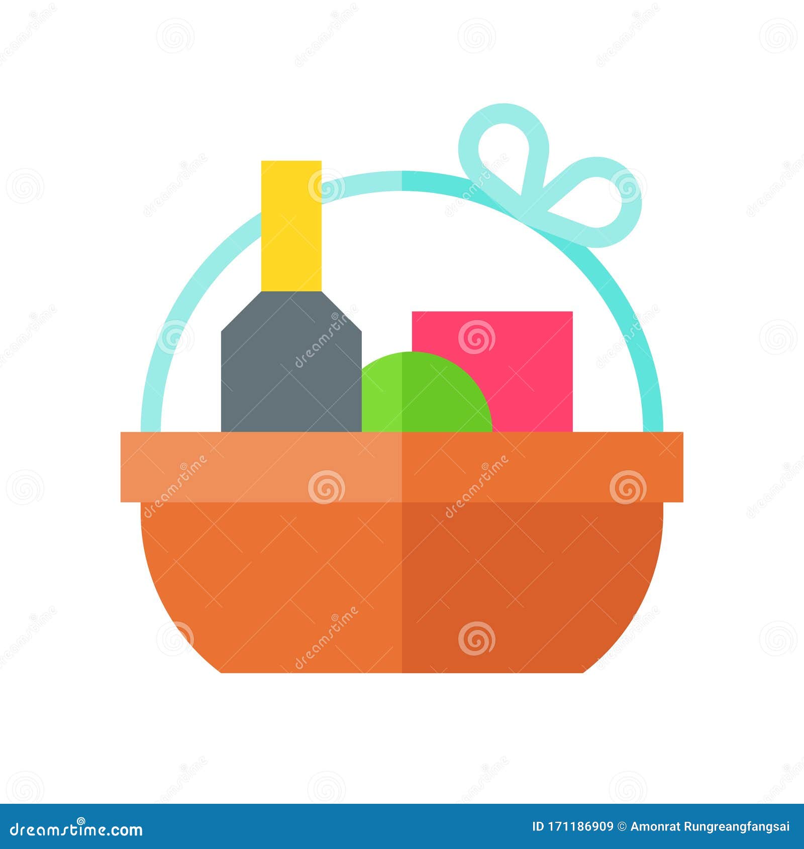 Gift Basket Vector Illustration, Flat Design Icon Stock Vector ...