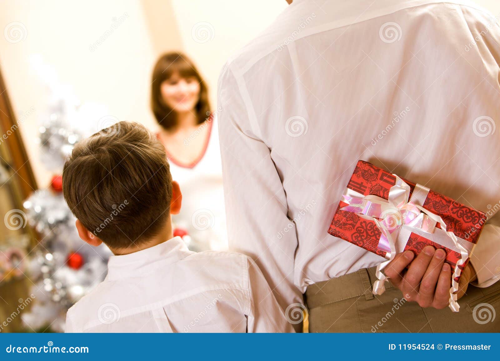 Gift behind back stock photo. Image of family, event - 11954524