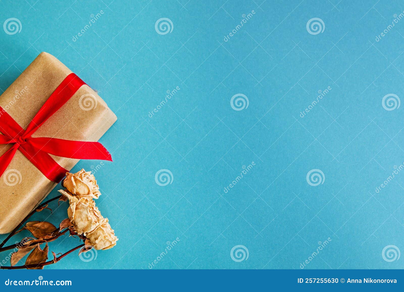 Gift on a blue background stock photo. Image of christmas - 257255630