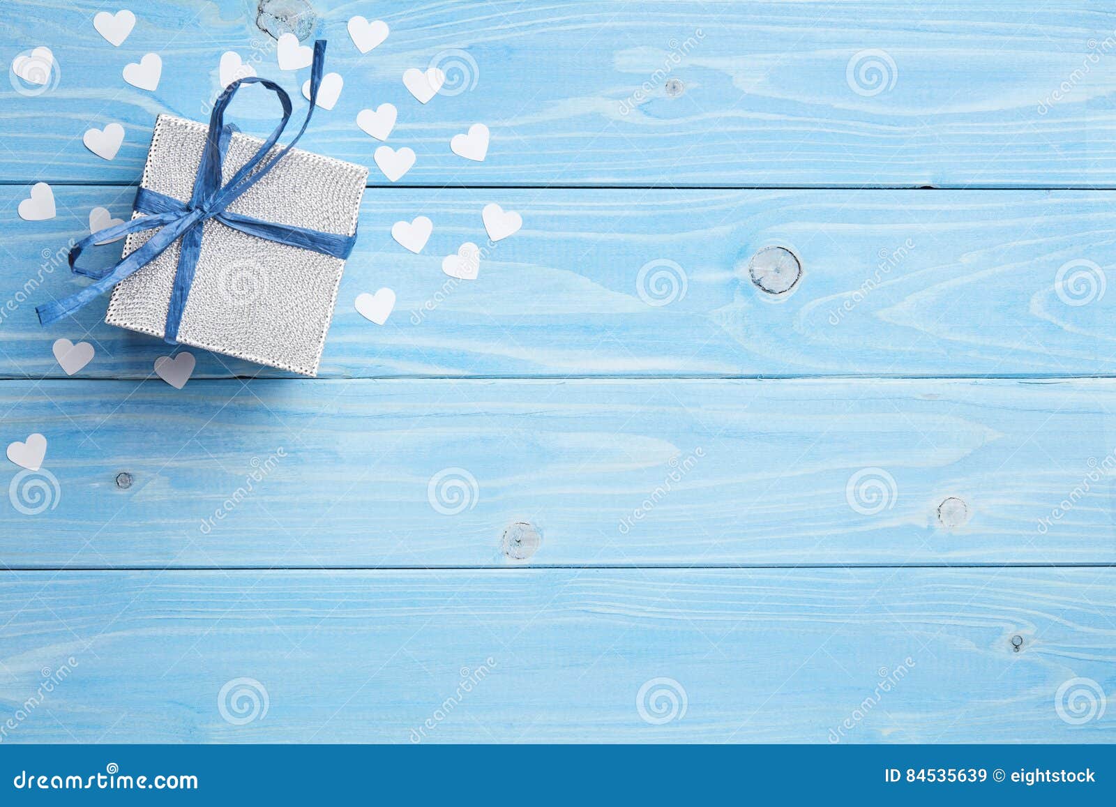 Gift on blue background stock image. Image of romantic - 84535639