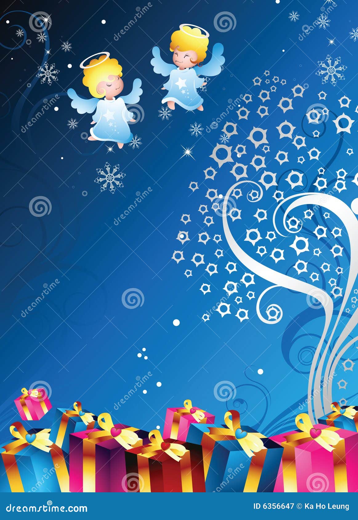 Gift box and angel stock illustration. Illustration of abstract - 6356647