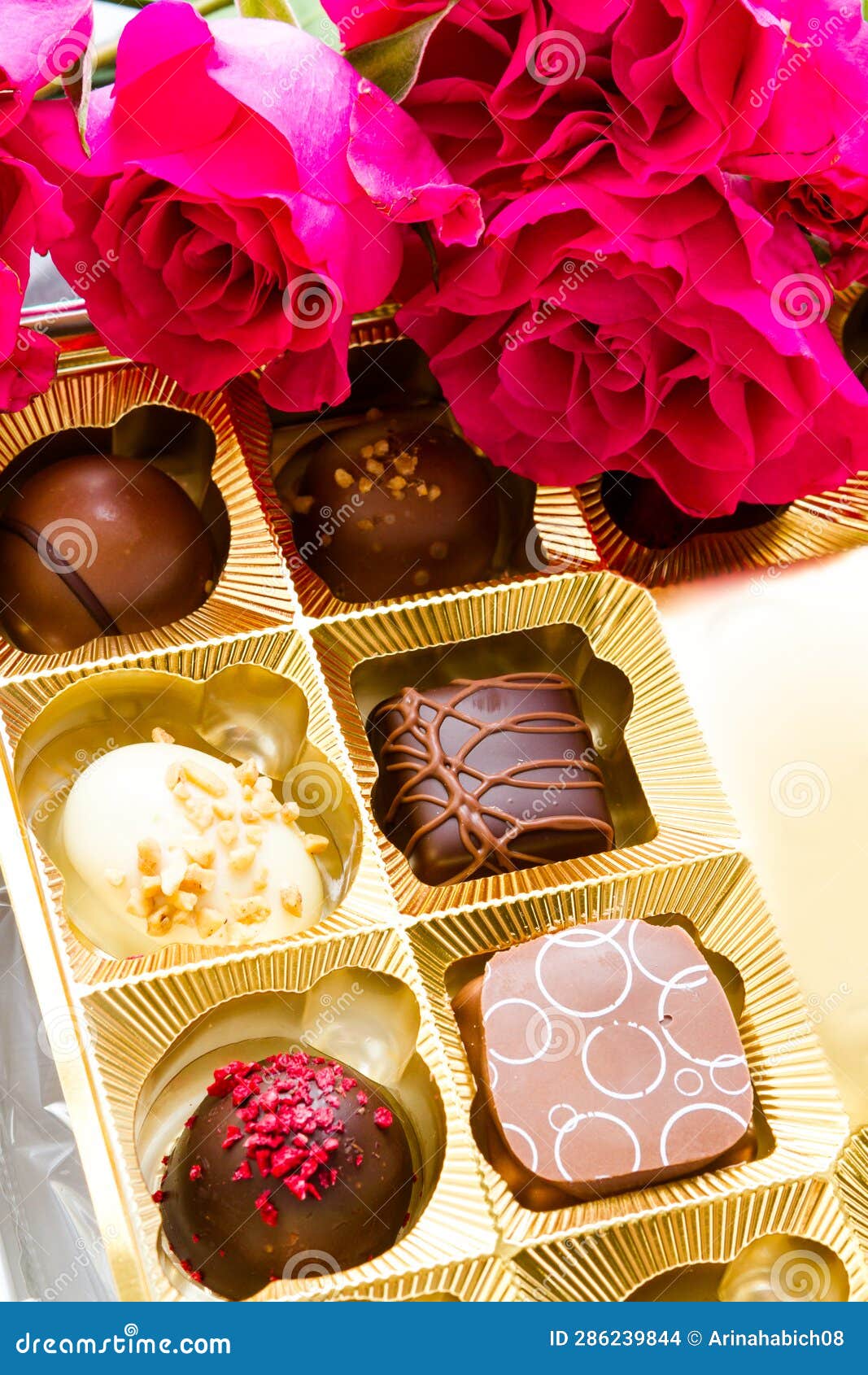 Box of chocolates stock photo. Image of candy, gold - 286239844