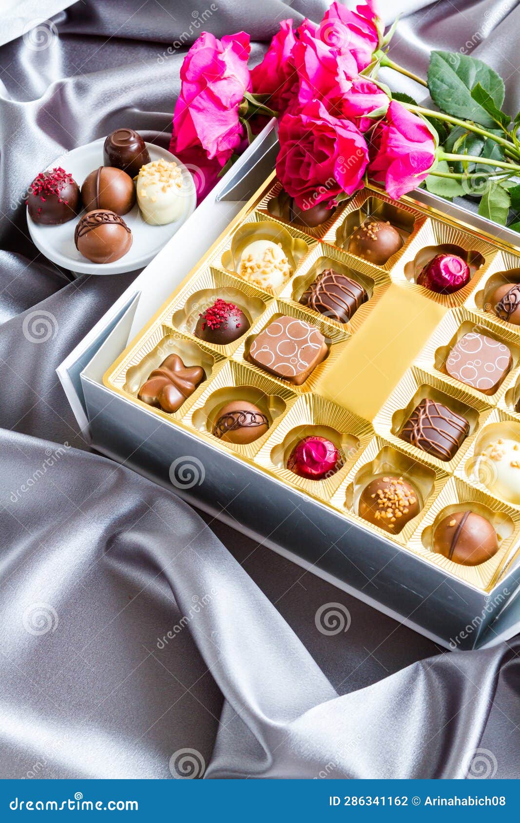 Box of chocolates stock photo. Image of candies, rose - 286341162