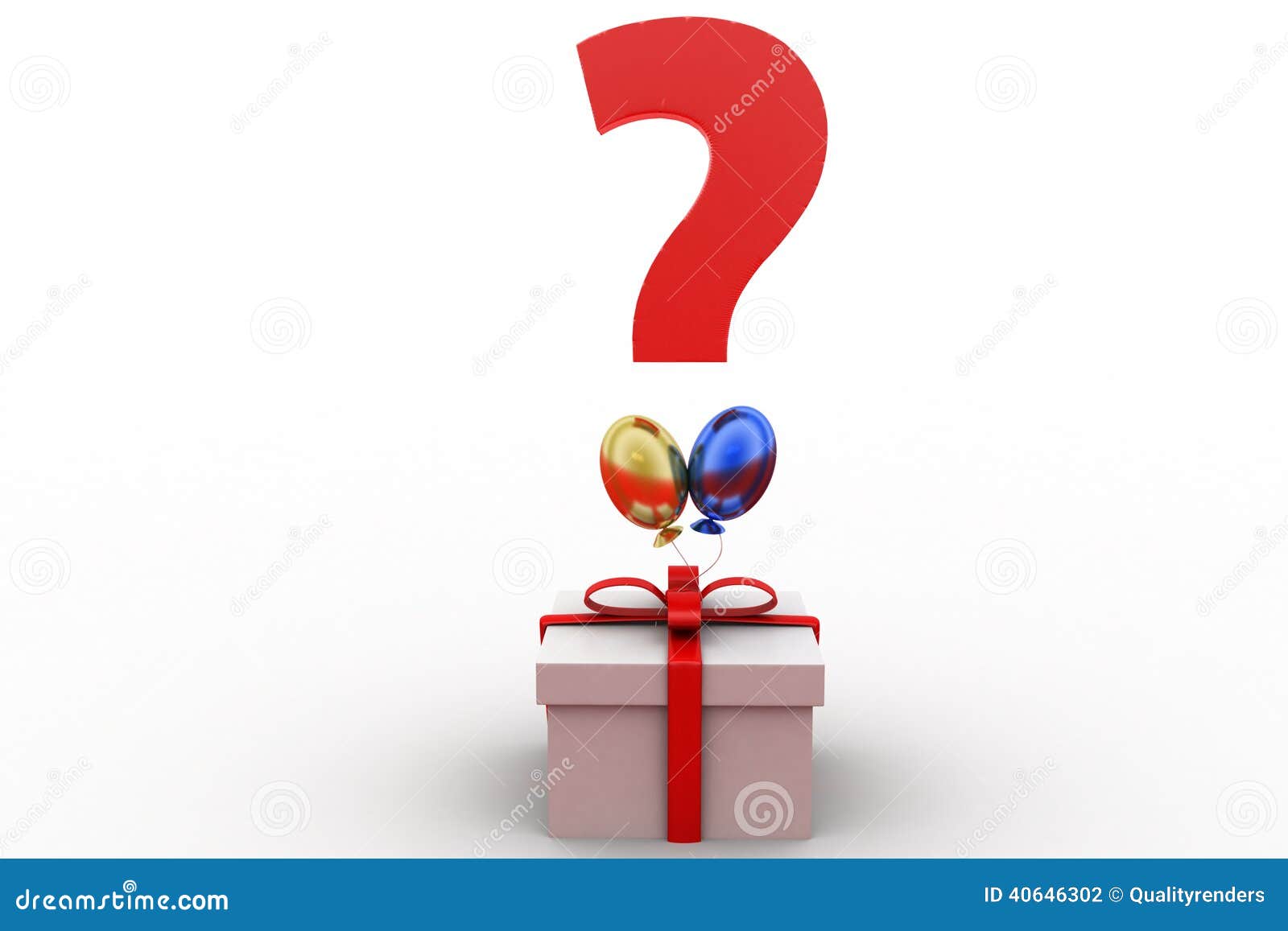 Gift Box with Balloons and Question Mark Stock Illustration ...