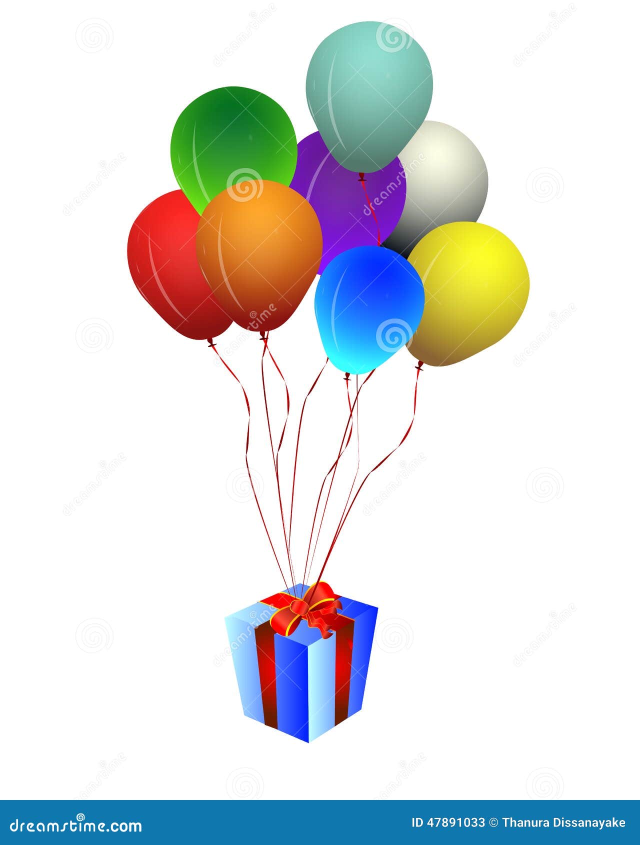 Gift box with balloons stock illustration. Illustration of orange ...