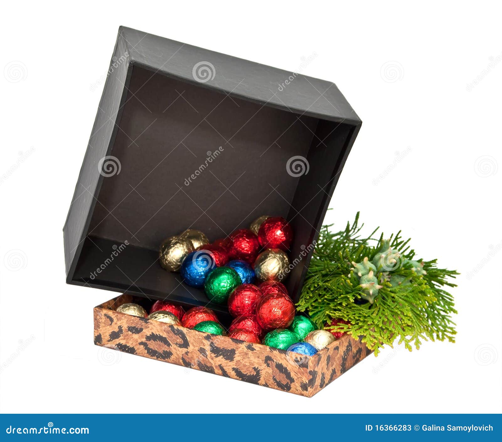 Gift Box with Balls of Chocolate Stock Image - Image of close, shiny ...