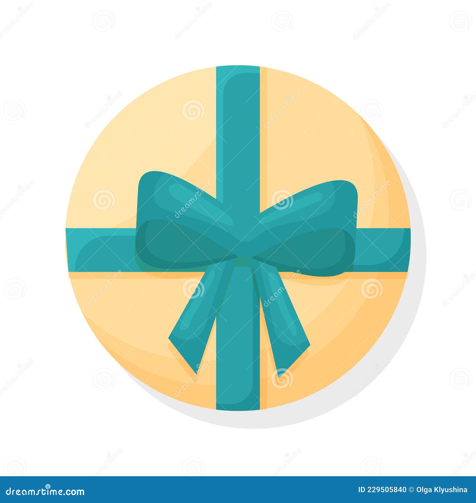 Gift Box with a Beautiful Ribbon and Bow, Top View. Stock Vector ...