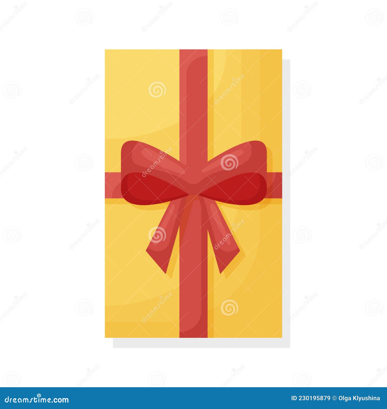 Gift Box with a Beautiful Ribbon and Bow, Top View. Stock Vector ...