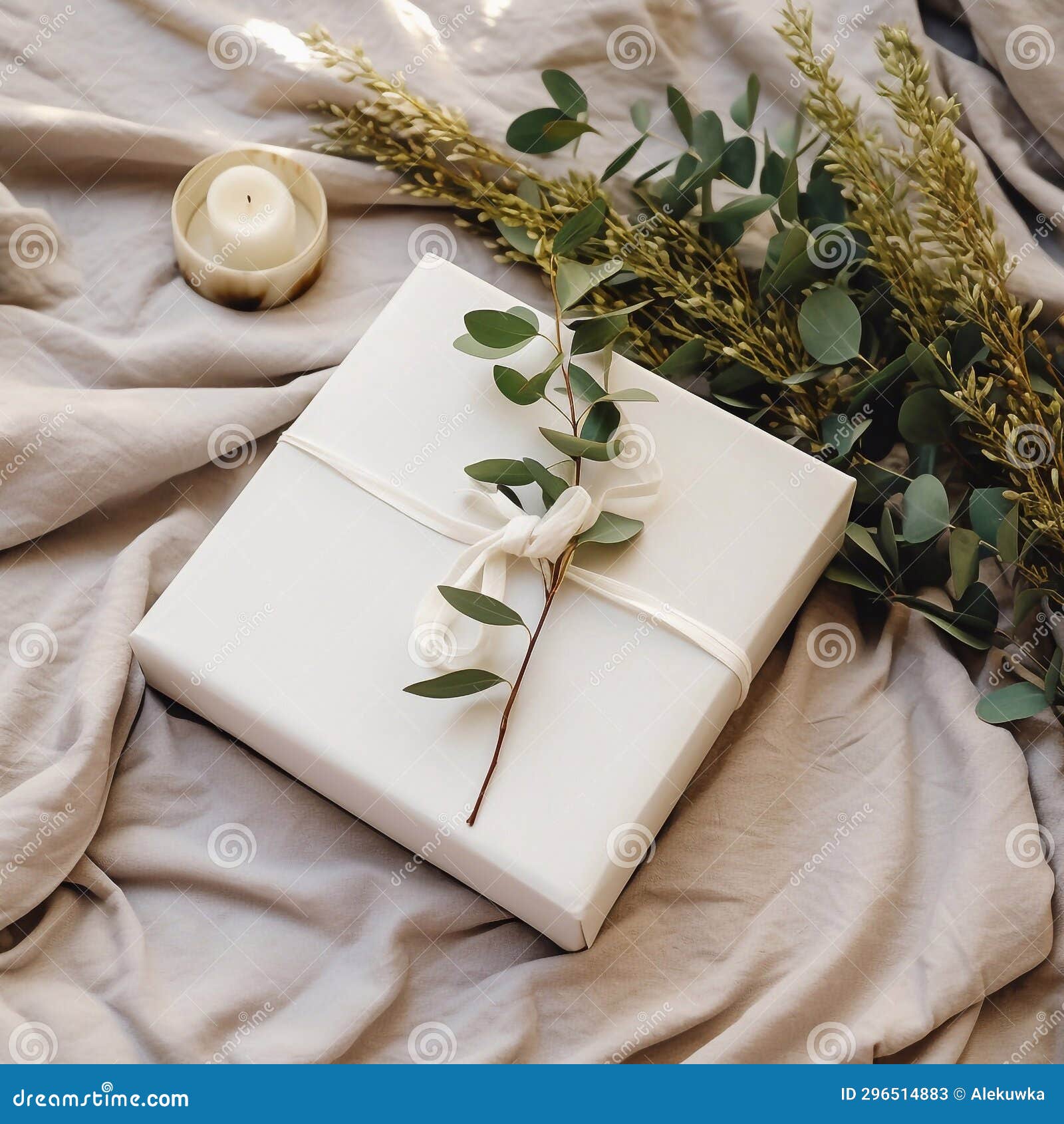 Gift Box in Beige Color in Minimalist Boho Style Stock Illustration ...