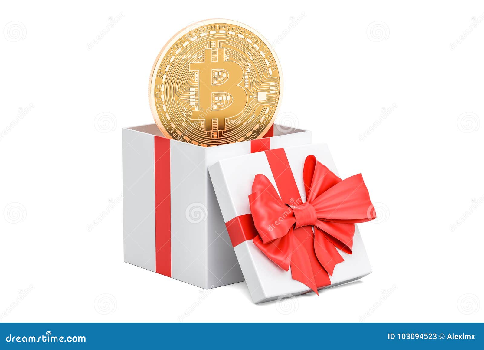Gift Box with Bitcoin Symbol, Gift Concept. 3D Rendering Stock ...