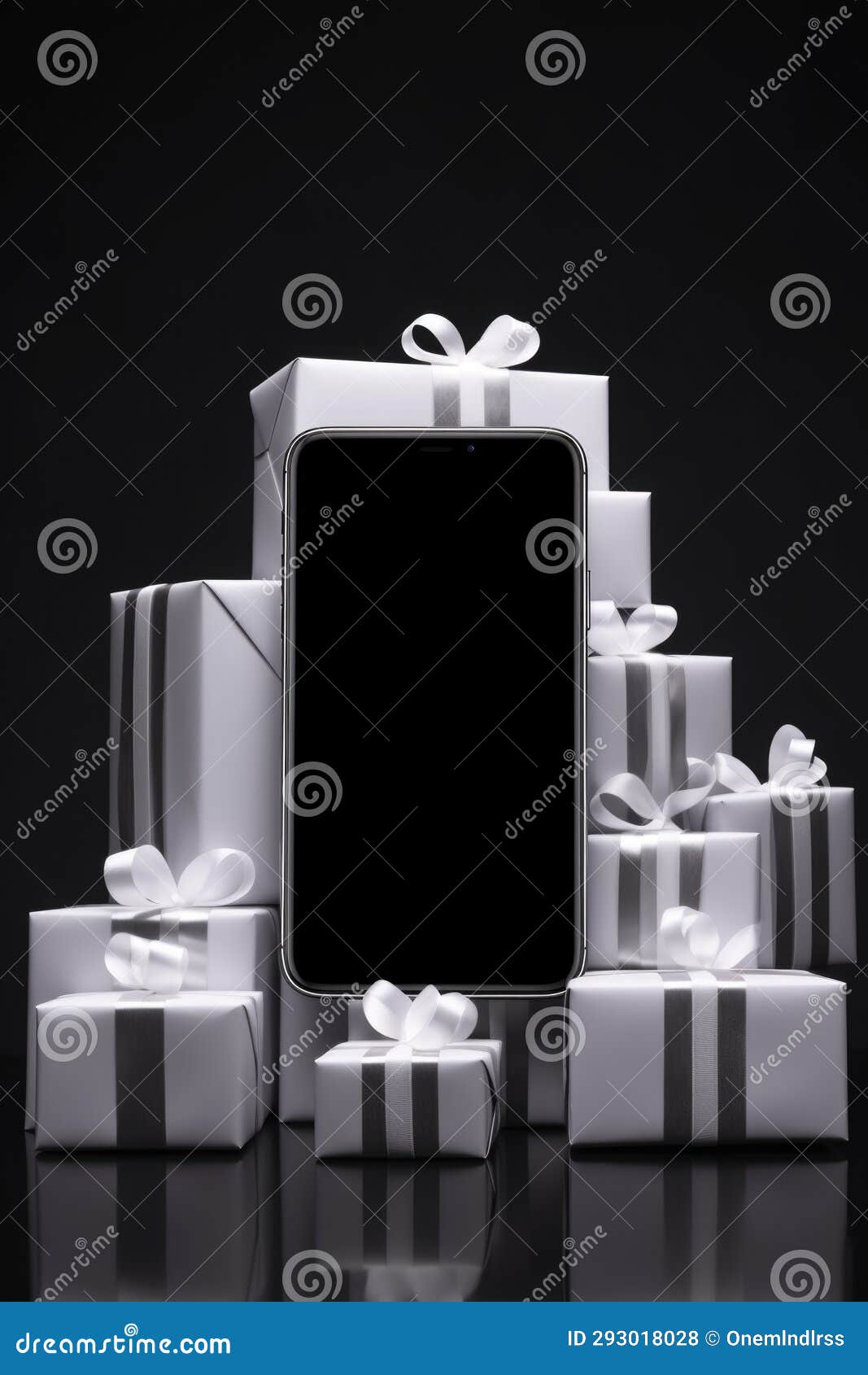 Gift box with blank screen stock illustration. Illustration of mobile ...