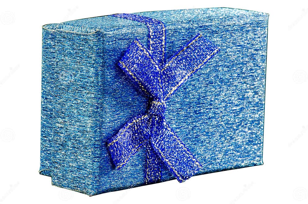 Gift Box Blue Color on White Background,Clipping Path Stock Photo ...
