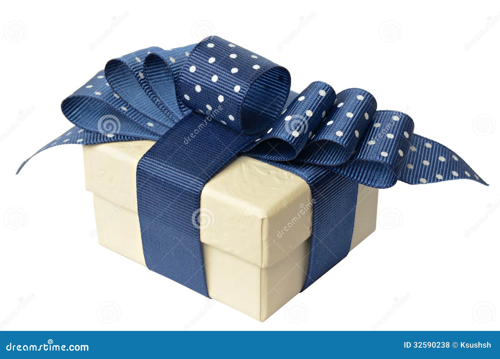 Gift box with blue ribbon stock photo. Image of closeup - 32590238