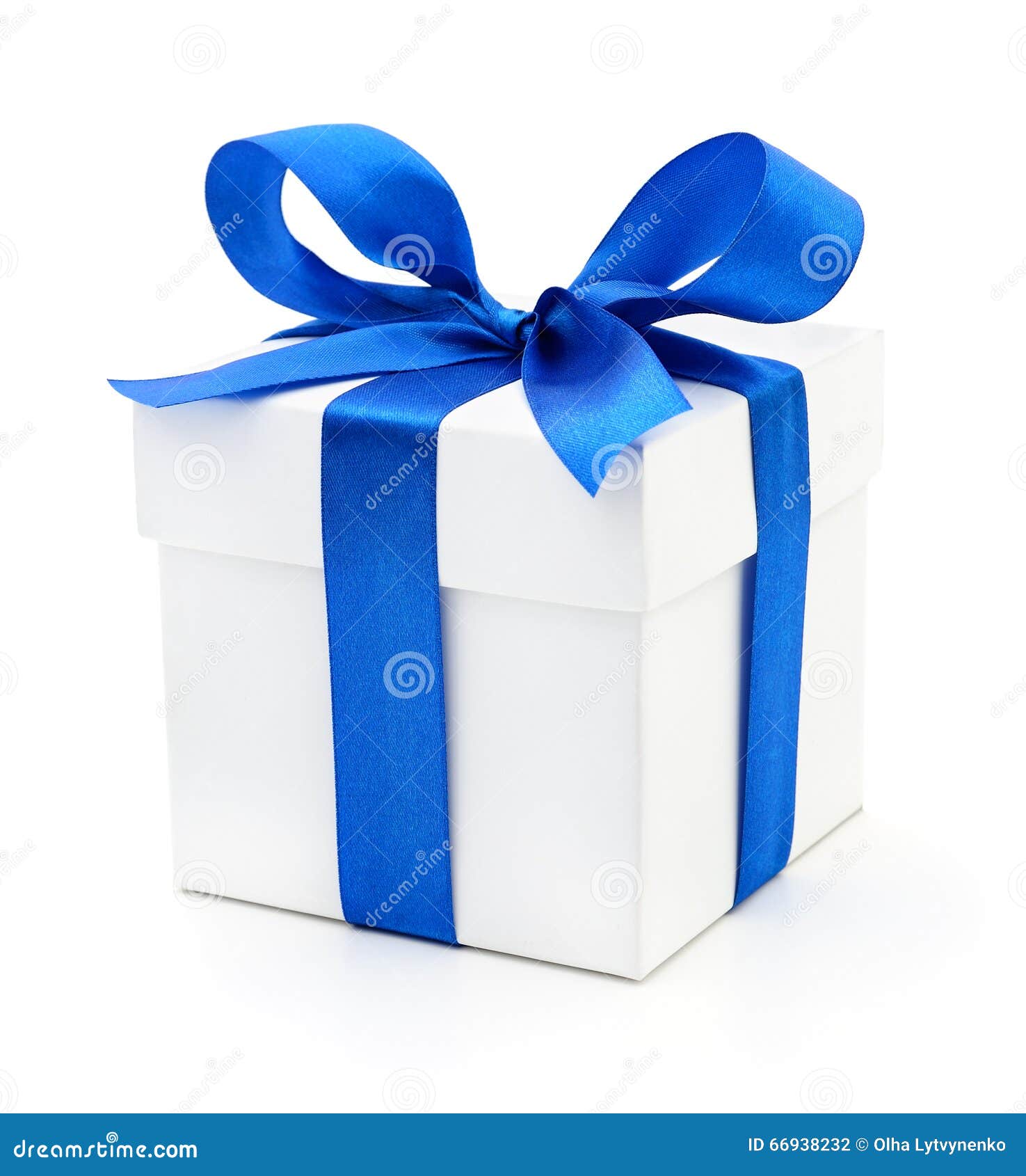 Gift box with blue ribbon. stock photo. Image of birthday - 66938232