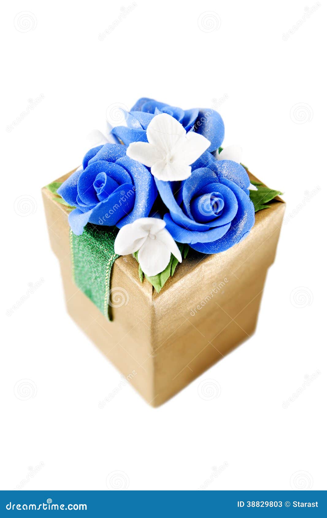 Gift box with blue rose stock image. Image of artificial - 38829803