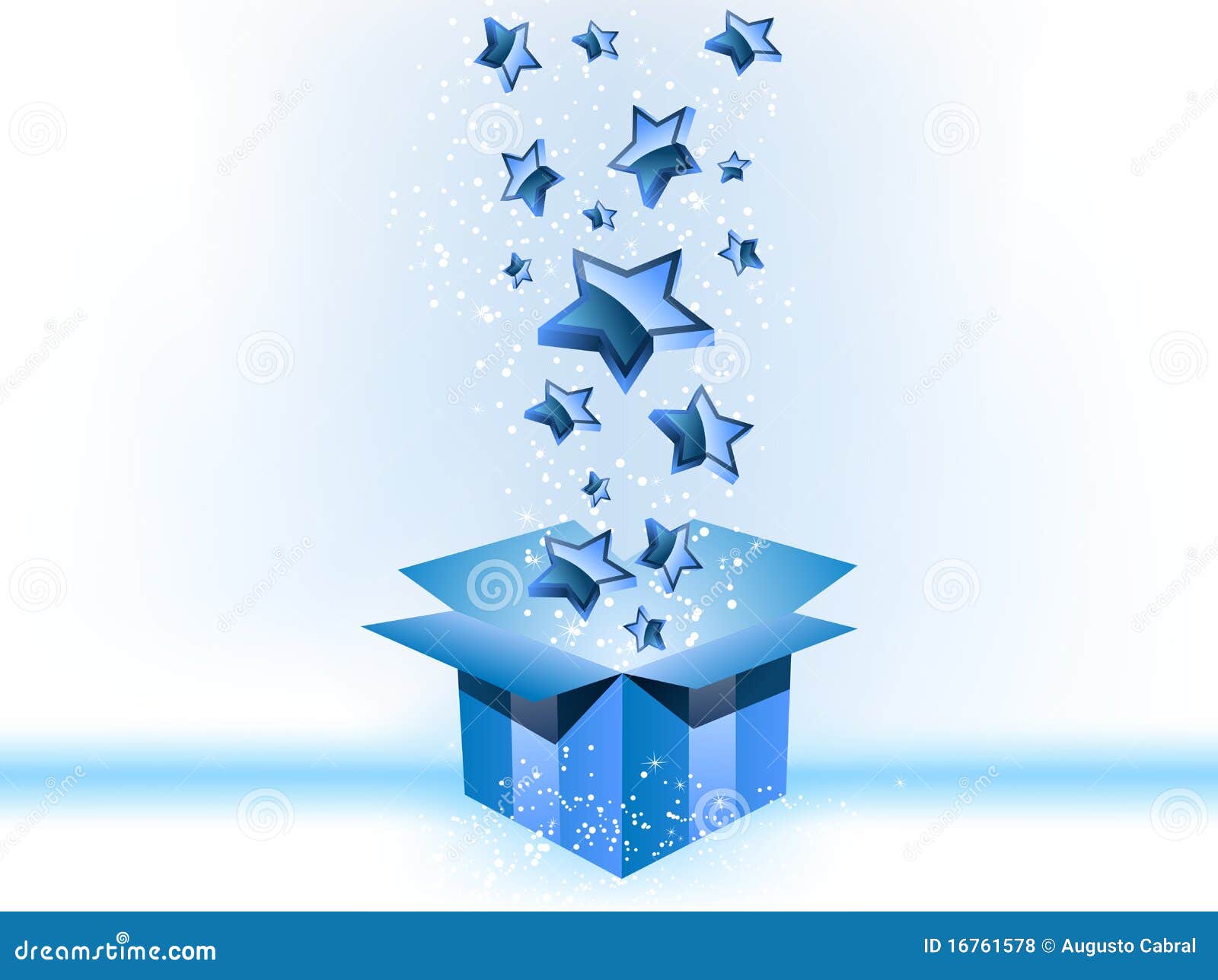 Gift Box Blue with Stars stock vector. Illustration of decor - 16761578