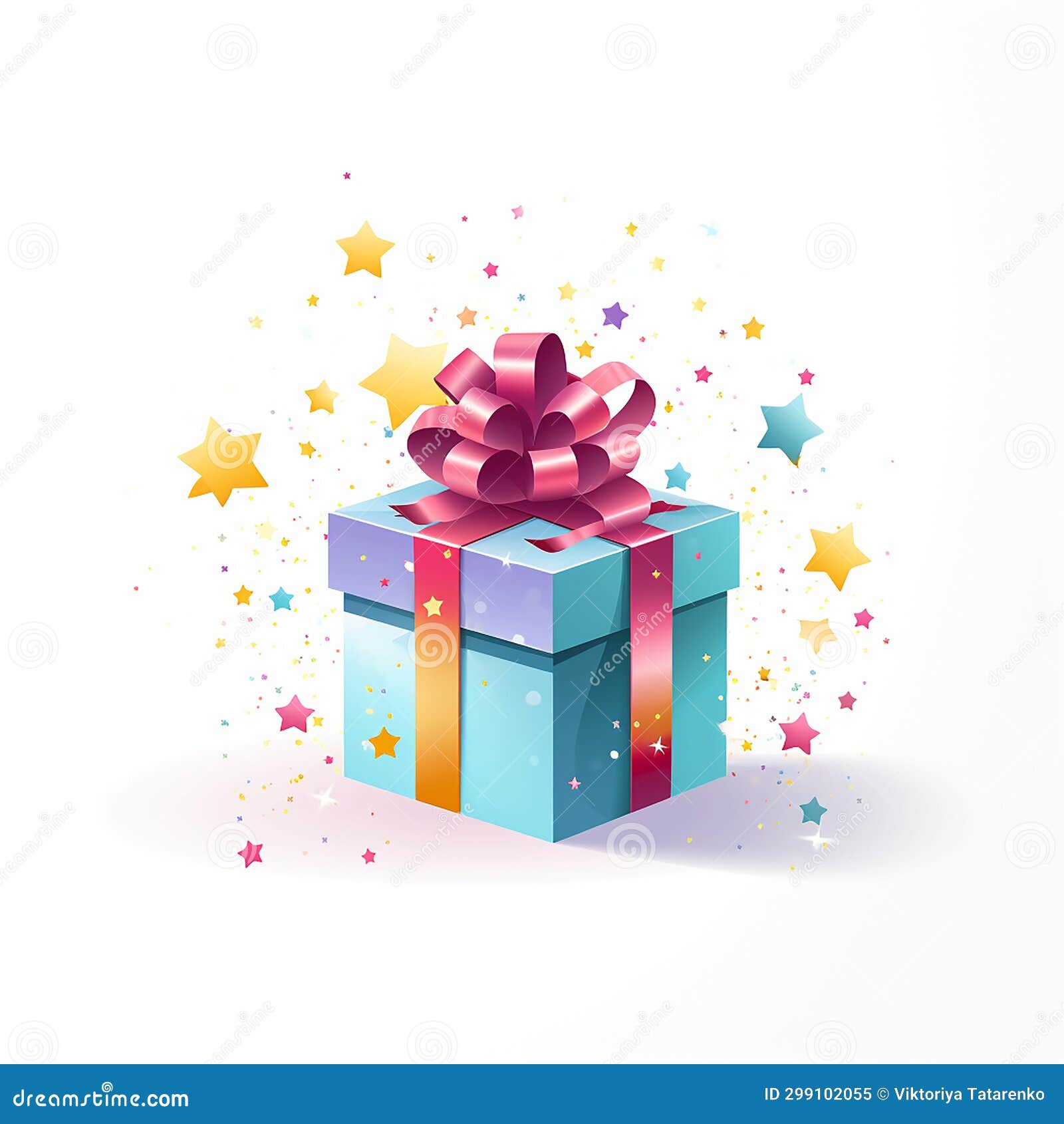 Gift Box with a Bow and Confetti. Vector Stock Illustration ...