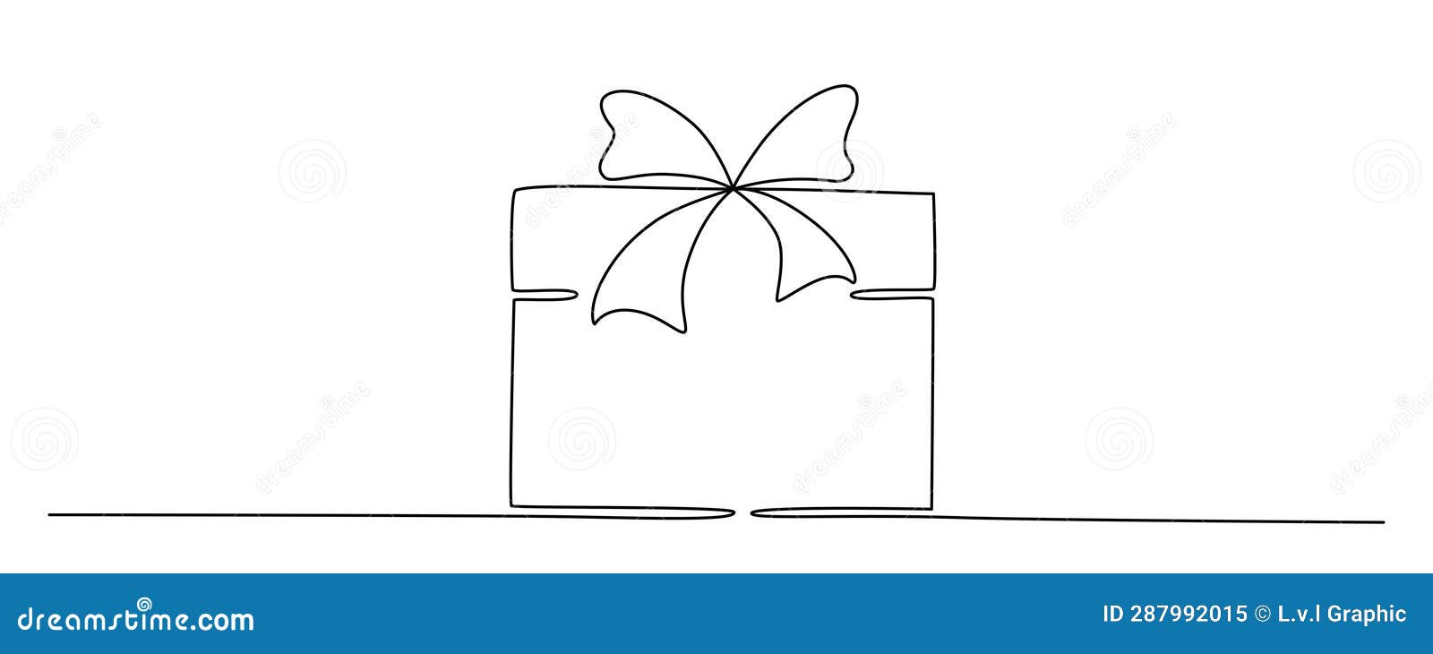 Gift Box with Bow Hand Drawing Single Line. Vector Stock Illustration ...
